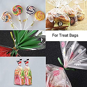 Leline's Metallic Twist Ties, 100 pieces 6 inches Bag Ties, Cable Tie for Candy Bag, Cello Treat Bag, Christmas Party Decoration, Gold