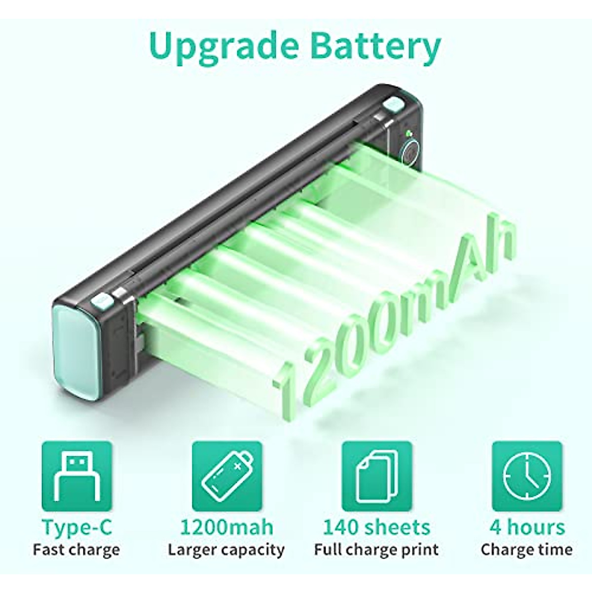 PhoPRT M08F Portable Printer,Thermal Portable Printers Wireless for Travel,Compact Bluetooth Mobile Printer Support 8.5" X 11" US Letter, Upgrade Inkless Small Printers Compatible with Phone,Laptop