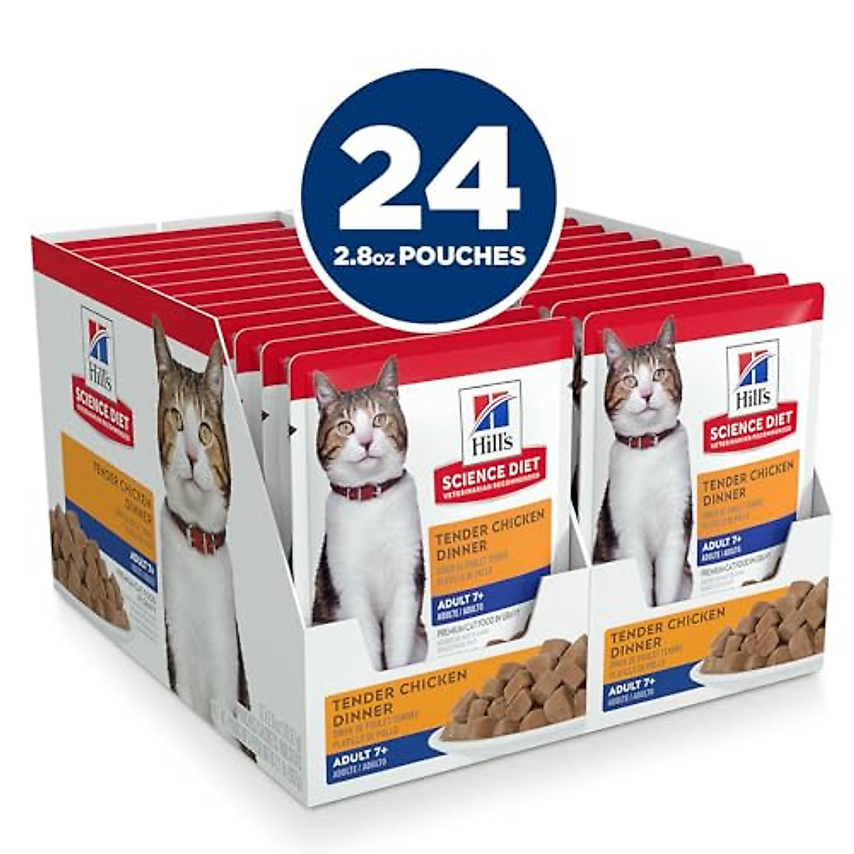 Hill's Science Diet Adult 7+, Senior Adult 7+ Premium Nutrition, Wet Cat Food, Chicken Stew, 2.8 oz Pouch, Case of 24