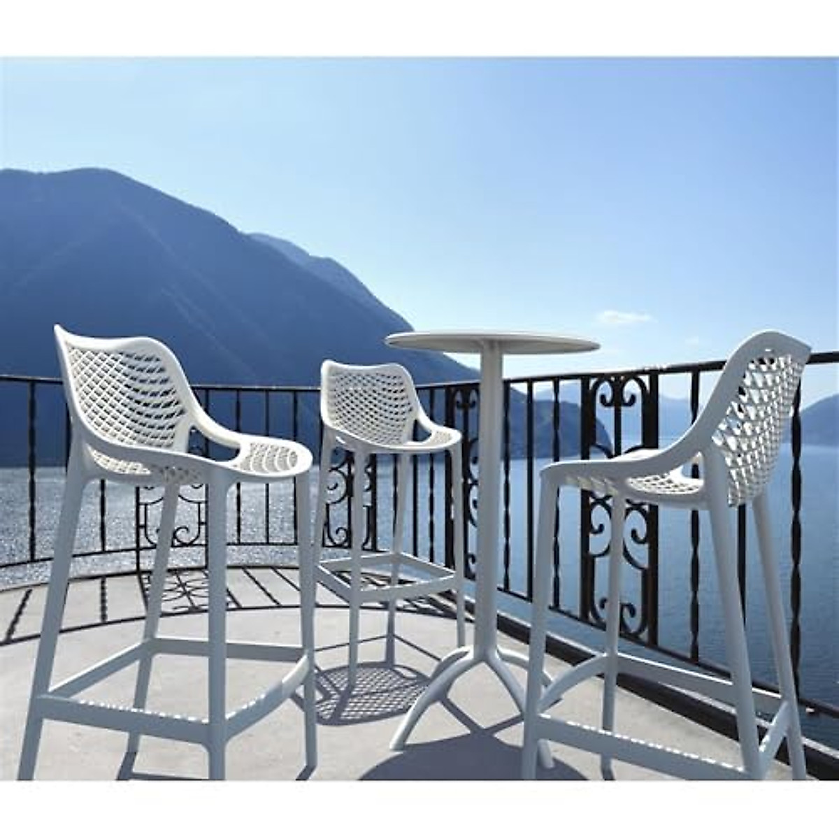 Home Square Polypropylene Patio Bar Stool in White - Set of 2