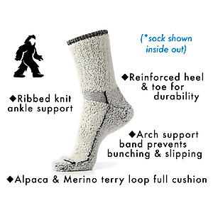 Desert Breeze Distributing Soft Alpaca and Merino Wool Hiking Sock, The Timberline, for Men, Women, Moisture Wicking, Anti Blister, Insulated Terry Loop Cushion, Crew, USA Made