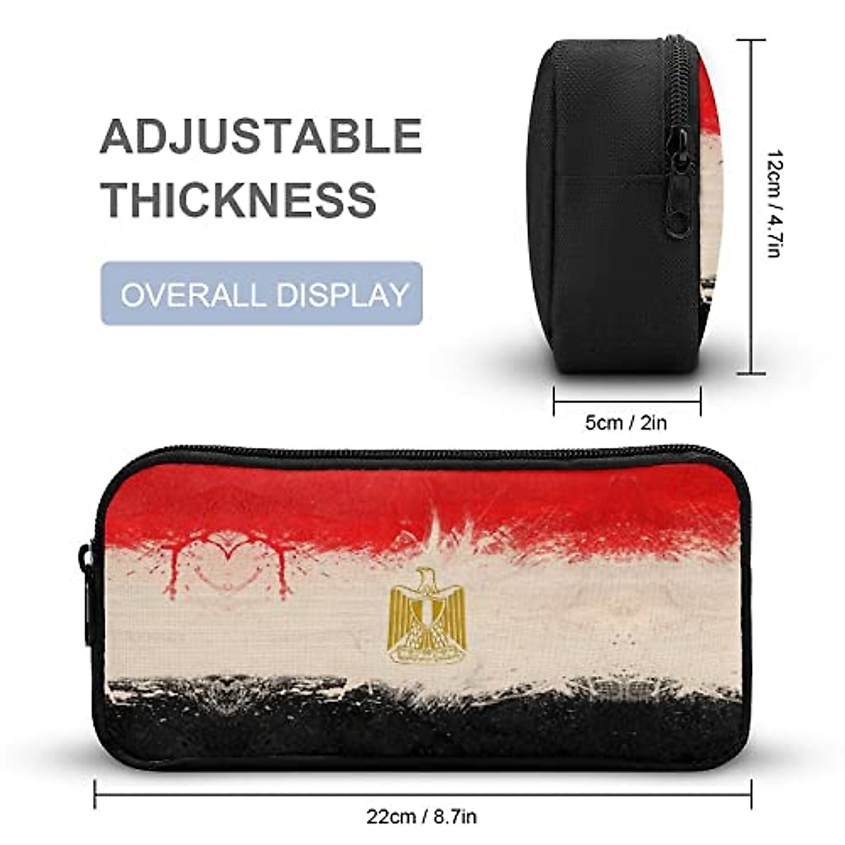 Egypt Flag Pencil Case Makeup Bag Big Capacity Pouch Organizer for Office College