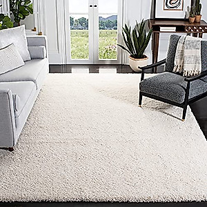 SAFAVIEH California Shag Collection Area Rug - 8' x 10', Ivory, Non-Shedding & Easy Care, 2-inch Thick Ideal for High Traffic Areas in Living Room, Bedroom (SG151-1212)