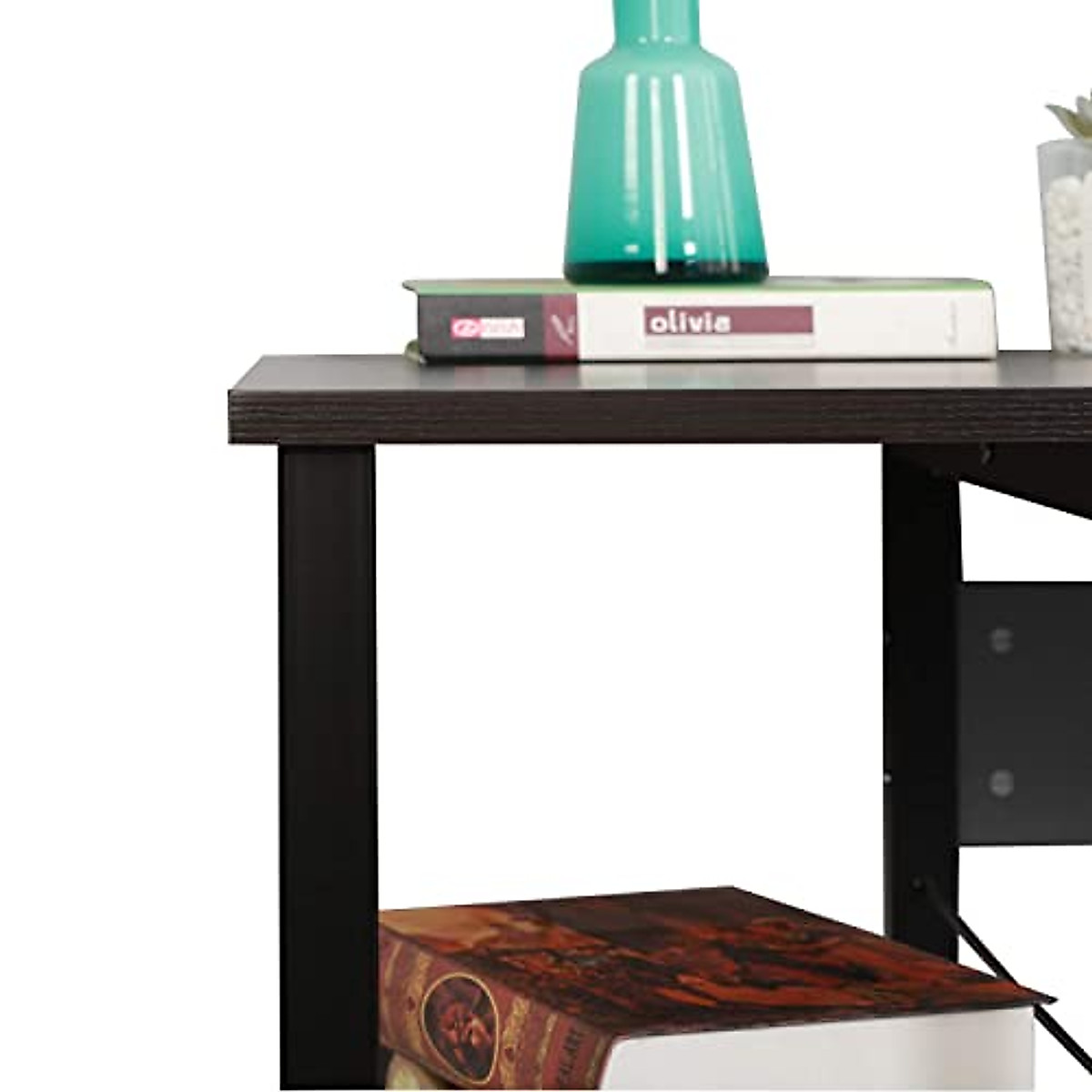 Computer Desk, Computer Desk with Shelves, 55 inches Office Desk with 4 Storage Shelves, Large Space Home Office Desks Trestle Desk Workstations, Modern Desk Writing Desk for Home Office (Black)