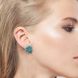 Kenning 3 Pairs Succulent Earrings Plant Earrings Handmade Succulent Jewelry Botanical Floral Stud Earrings Polymer Clay Succulent Stud Earrings Gifts for Women