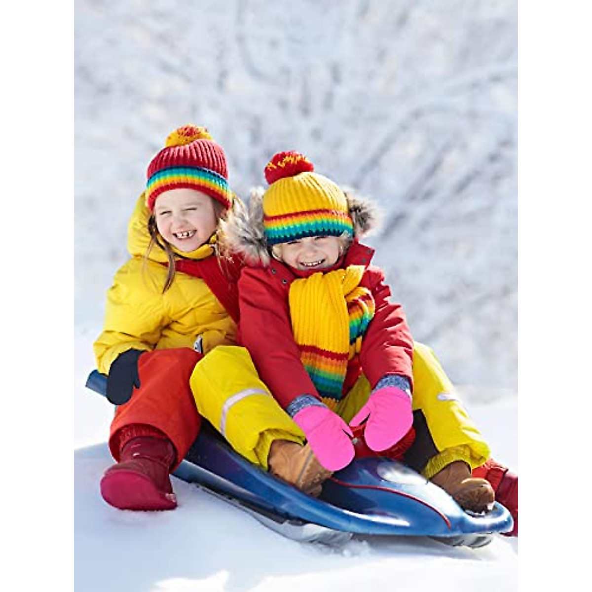 Toddlers Mittens Kids Winter Snow Waterproof Mitten Unisex Baby Lined Fleece Warm Skiing Gloves for Baby Boy Girl Black 1-2 Years