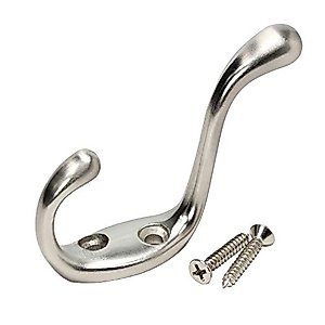 2 Pack Rok Hardware Heavy Duty Brushed Nickel Home Wall Closet Towel Robe Coat Double Hook Hanger