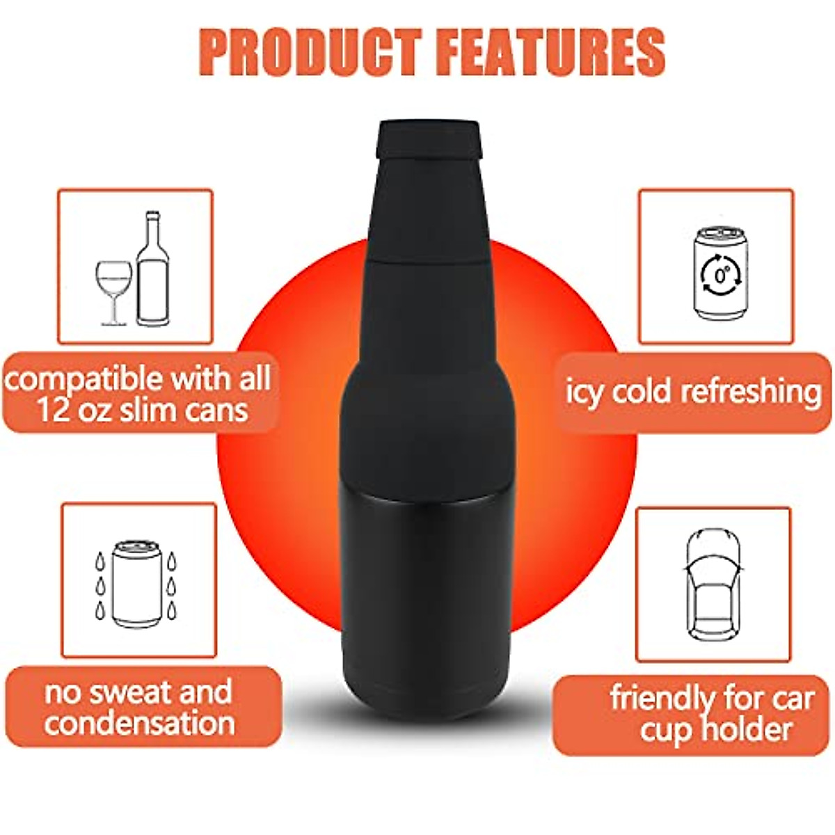 Beer Bottle Insulator, Beer Bottle Cooler, 3-in-1 Ceer Keeper Bottle, Beer Coozies for Nottles and Cans with Bottle Opener, Double Wall Stainless Steel Insulated Can Cooler for Cans & Beer Bottle