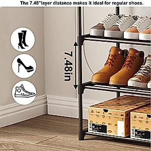 HOMEFORT 4-Tier Shoe Rack, Metal Shoe Tower,20 Pairs Shoe Storage Shelf, Entryway Stackable Shoes Organizer with 4 Tiers Metal Shelves, For Closet, Hallway, Entryway, Black