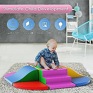 YMYMGGI Foam Climbing Blocks for Toddlers, 9 Pieces Soft Climbing Toys, Crawl and Climb Foam Playset with Stair and Slide, Indoor Climber Activity Playground for Kids(Colorful)