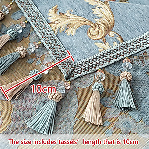 AiWinsure Couch Cover Blanket with Tassels Sofa Covers Loveseat Armchair Sectional Furniture Slipcover for Dogs Cats 3 Cushion Chenille Jacquard Flower One Piece (Blue,4 Seater-190 * 350cm)