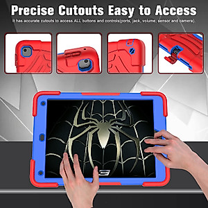 LTROP iPad 6th/5th Generation Case(2018/2017), iPad Air 2 Case, iPad 9.7 Inch Case, Shockproof Kids Case with Built-in Screen Protector/Shoulder Strap/Swivel Kickstand for iPad 6th/5th Gen/Air 2, Red