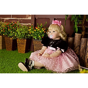 Zero Pam 24 Inch Lifelike Reborn Baby Girl Dolls Realistic Reborn Toddler Girls with Pretty Dress Vinyl Silicone Newborn Baby Doll Soft Weighted Body Handmade Baby Toys
