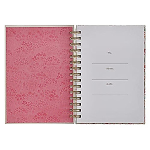 Christian Art Gifts Journal w/Scripture Amazing Grace Pink Red Floral 192 Ruled Pages, Large Hardcover Notebook, Wire Bound