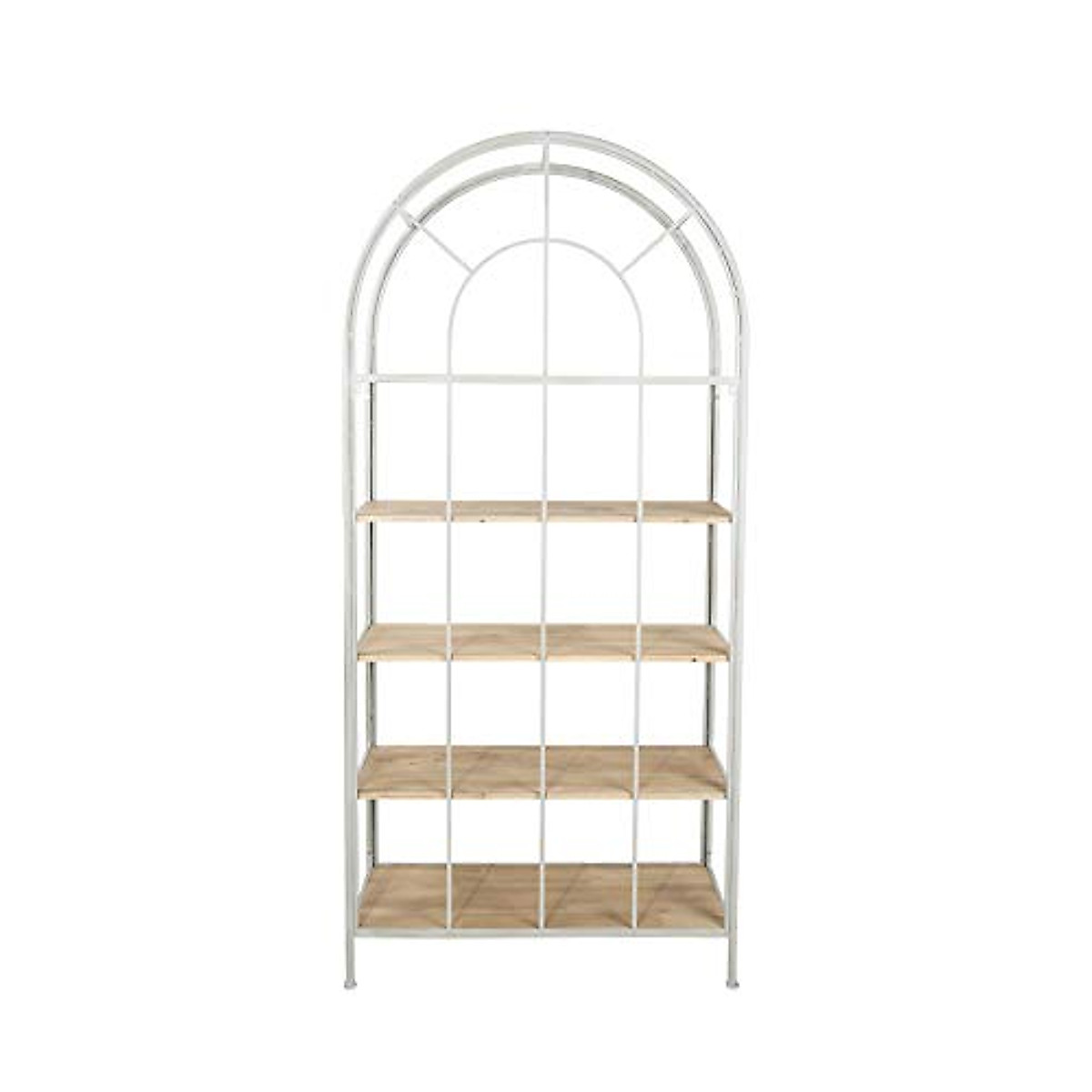 Creative Co-op EC0212 Metal Framed Bookshelf with 5 Wood Shelves Cabinets and Shelf Units, Grey