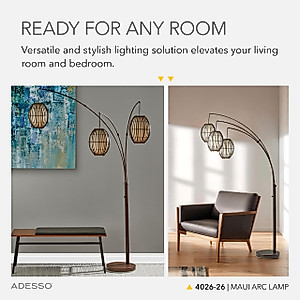 Adesso 4026-26 Maui Arc Lamp, 82 in, 3x60W Incandescent,13 CFL, Antique Bronze, 1 Floor Lamp