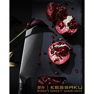 KESSAKU Nakiri Knife - 7 inch - Dynasty Series - Asian Vegetable Cleaver - Razor Sharp Kitchen Knife - Forged ThyssenKrupp German High Carbon Stainless Steel - G10 Garolite Handle with Blade Guard