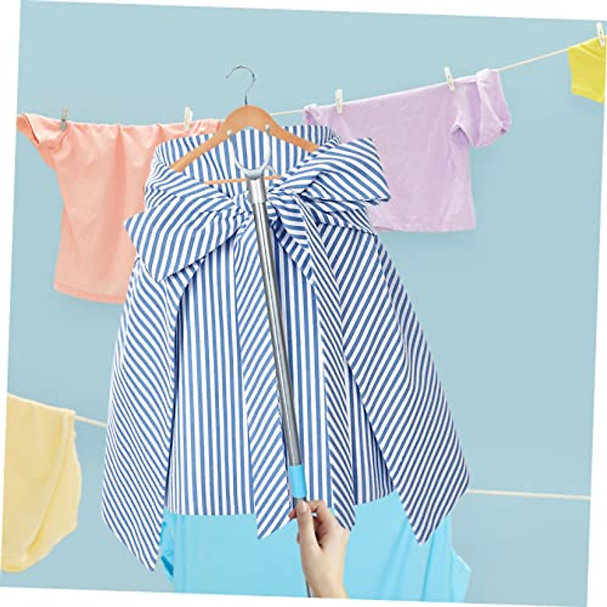 Outanaya Stitching Clothes Rail Retractable Clothes Line Outdoors Home Goods Adjustable Clothes Rack Clothes Drying Rod Clothes Hook Pole Reach Garment Sticks Clothes Drying Supplies Major