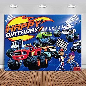 Blaze and The Monster Machines Season Photo Backdrops Monster Machines Photography Background 5x3ft Boys Kids Happy Birthday Party Cake Table Decor Supplies