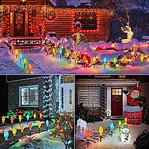 ODEETRONIC C9 Christmas Pathway Lights Outdoor, 6.5ft 5 Pack Jumbo Connectable Multicolor Christmas Lights with Stakes, UL Listed Outdoor Walkway Lights Waterproof for Lawn Yard Garden, 35 Lights
