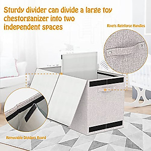 pasanba Large Toy Box, Collapsible Large Toy Chest for Kids with Lid and Handles, Toy Storage Organizer for Boys, Girls, Nursery, Play Room, Bedroom, 40.2 * 15.7 * 13.9 In,150L(Grey)