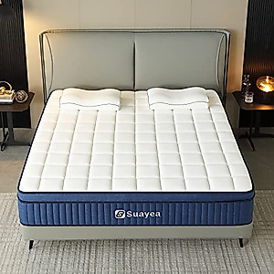 SUAYEA King Mattress, King Size Mattress in a Box, 10 Inch Hybrid Mattress King Size, Ultimate Motion Isolation with Gel Memory Foam and Pocket Spring, Medium Firm Mattress, Edge Support