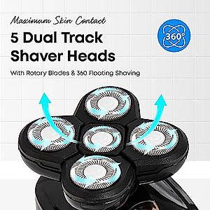 Pamasana Head Shavers for Bald Men, Electric Shavers for Bald Head Cordless, Bald Head Shavers, Electric Shaver, Rechargeable Rotary Shaver for Men, Waterproof Rotary Shaver Grooming Kit