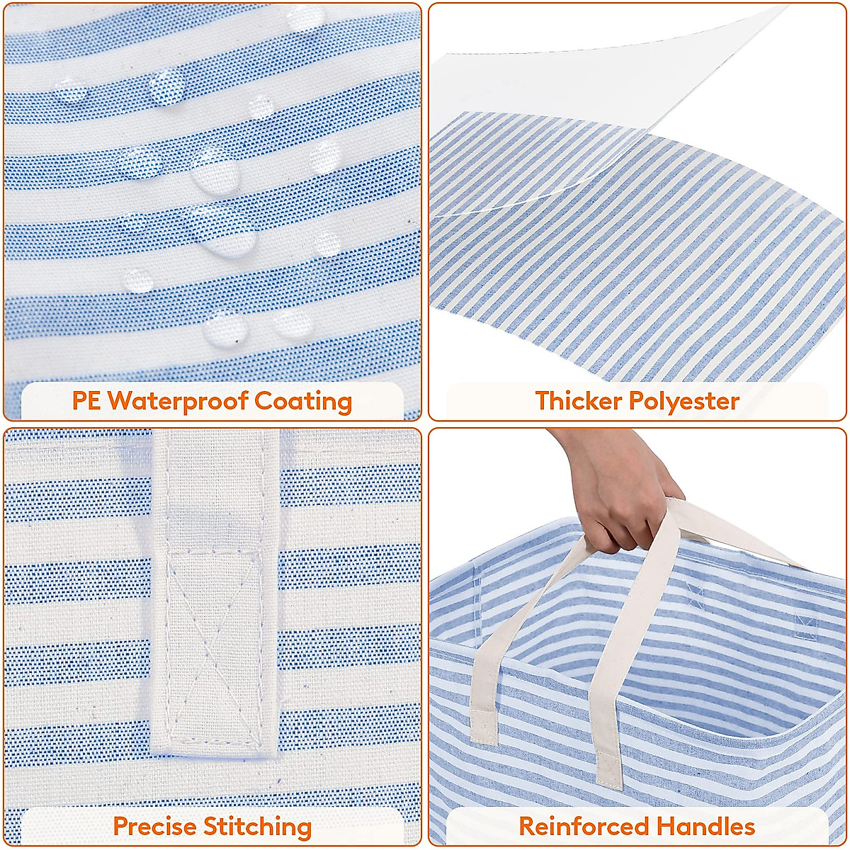 Lifewit 2 Pack Laundry Hamper Large Collapsible Laundry Baskets, Freestanding Waterproof Clothes Hamper with Easy Carry Handles in Laundry Room Bedroom Bathroom College Dorm for Adults, Blue, 2 x 75L