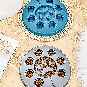 FUUIE Bowls for Food and Water Household Plastic Pet Bowl, Suitable for Cats and Dogs, Slow Food Design, Smooth and Burr-Free (Color : Blue)