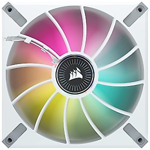CORSAIR ML140 RGB Elite, 140mm Magnetic Levitation RGB Fan with AirGuide, 2-Pack with Lighting Node CORE - White