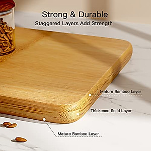 Pipishell Bamboo Cutting Board Set of 3 - Wood Cutting Board for Kitchen Chopping - for Meat, Cheese, and Vegetables - Butcher Block Serving Tray, PIBCB01