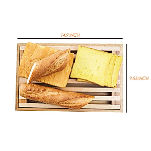 Nuvograin Wood Bread Cutting Board, Bread slicer,Crumb Tray with holder,Bread Serving Tray for Kitchen,Color combination design,Bread, Cake, Bagels, 9.53” Wide x 1.46"Tall