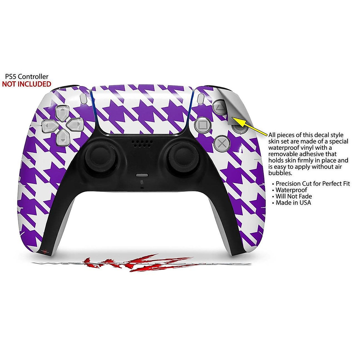 WraptorSkinz Skin Wrap compatible with Sony PS5 DualSense Controller Houndstooth Purple (CONTROLLER NOT INCLUDED)