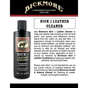 Bickmore Bick 1 Leather Cleaner 8 oz - Clean Dirt, Oil, Sweat, Salt, and Water Stains from All Colored, White, and Black Leather