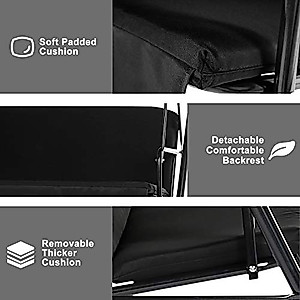 AECOJOY 3-Seat Outdoor Adjustable Canopy Swing Chair with Removable Cushion, Patio Swing Glider w/Weather Resistant Steel Frame, Hanging Lounge Chair for Garden, Porch, Poolside, Backyard