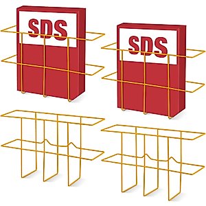Nuenen 4 Pieces SDS Binder Holder Binder Rack Mountable Binder Holder Wall Rack 13.78 x 8.66 x 4.33 Inches MSDS Wall Station for File Magazine Safety Sheet Organizer Display Office School Home Yellow