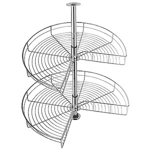 BBLHOME 28'' 2 Tier Lazy Susan Kitchen Base Cabinet Corner Organizer, 360° Rotating Blind Corner Wire Susan Kidney Shaped Cabinet Mounted