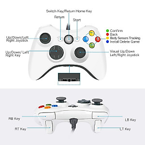 YAEYE Xbox 360 Wired Game Controller, USB Wired Gamepad Controller for Microsoft Xbox 360, PC Windows 7,8,10 with Dual-Vibration Turbo, Trigger Buttons (White)