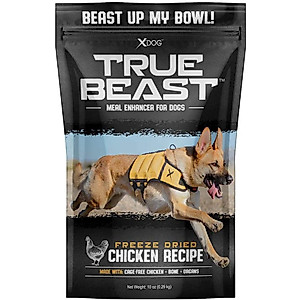 Xdog True Beast Dog Food Toppers - Chicken | Freeze Dried Chicken, Chicken Organs, + Pumpkin for Dogs | Perfect for Picky Eaters | Plus Pre and Probiotics for Dogs Digestive Health