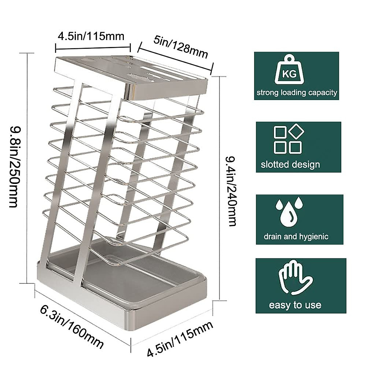 Stainless Steel Knife Block without knives,Knife Holder for Kitchen Counter, Kitchen Knife Organizer Stand