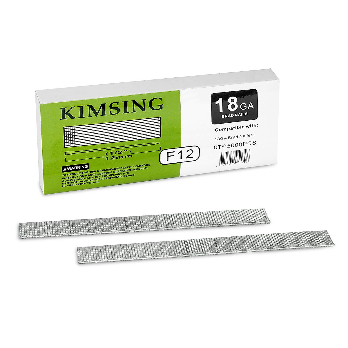 18 Gauge 1/2-Inch Brad Nails - 5,000 Count - F12 Galvanized Finish Nails for 18GA Brad Nailers