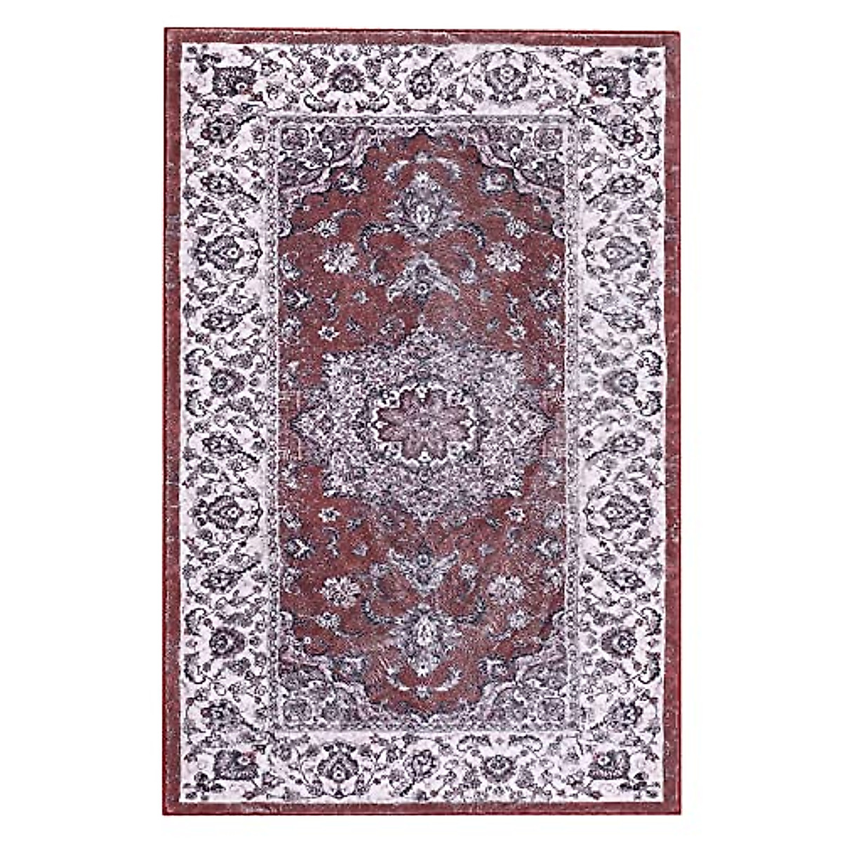 CAROMIO Entryway Small Area Rug Waterproof Non-Shedding Medallion Area Rug Low-Pile Distressed Carpet Machine Washable Rug for Hallway Dining Room, 2' x 3' Red
