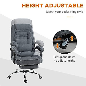 Vinsetto 3D Kneading Massage Office Chair with Reclining, Swivel Fabric Computer Chair with Footrest, Armrest, Gray