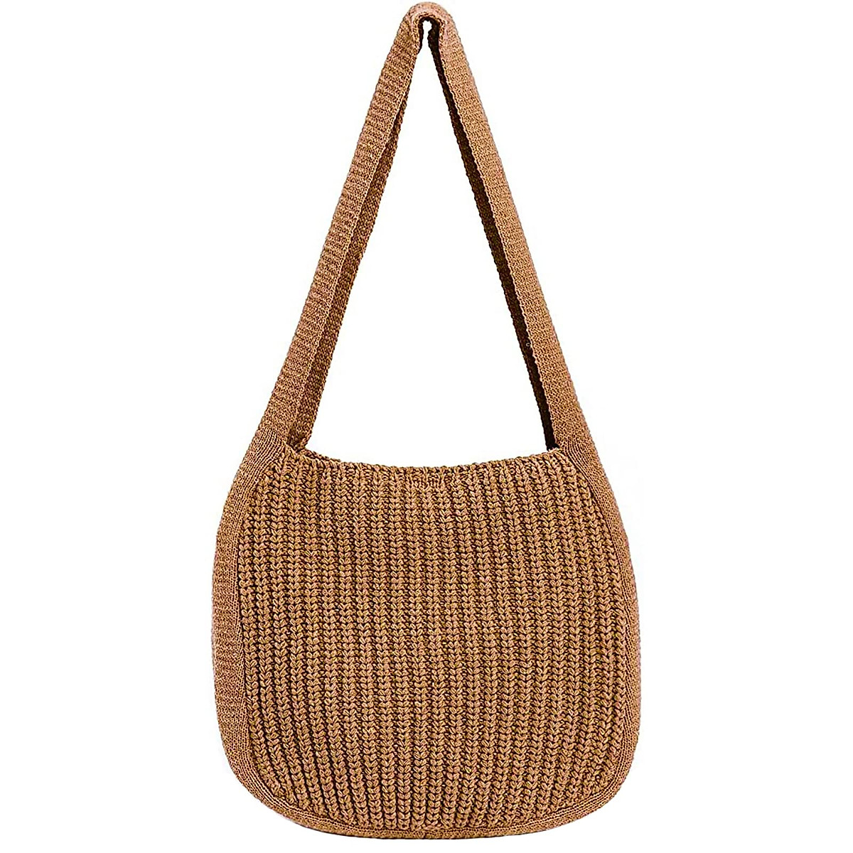 KUANG! Women's Hand Crocheted Tote Shoulder Bags Large Shopping Bag Handbag Plush Knitting Satchel Purses Travel Handbag