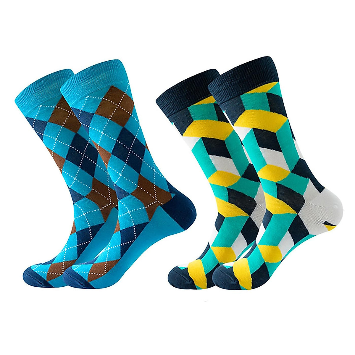 Santimon Dress Funny Novelty Breathable Athletic Cool Colorful Socks Casual Cushioned Crew Calf Socks For Men Yellow-Green 1 Pack