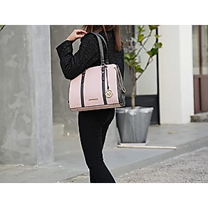 MKF Collection Tote Bag for Women, Vegan Leather Color Block Top-Handle Satchel Handbag Purse