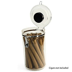 Prestige Import Group AJ25 25 Count Acrylic Humidor Jar with Humidifier and Spanish Cedar Interior Lining on Bottom