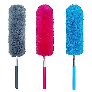 M-jump 3 PCS 15.7 to 35.5 Inch Extendable Telescoping Microfiber Duster Bendable Brush Washable Dusting Brush for Home Office Car