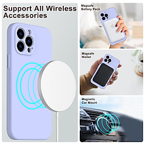 DEENAKIN for iPhone 13 Pro Max Case Silicone with Screen Protector - [Compatible with MagSafe] - Camera Cover - Slim Fit Protective Magnetic Phone Case 6.7" for Women Girls Lavender Purple