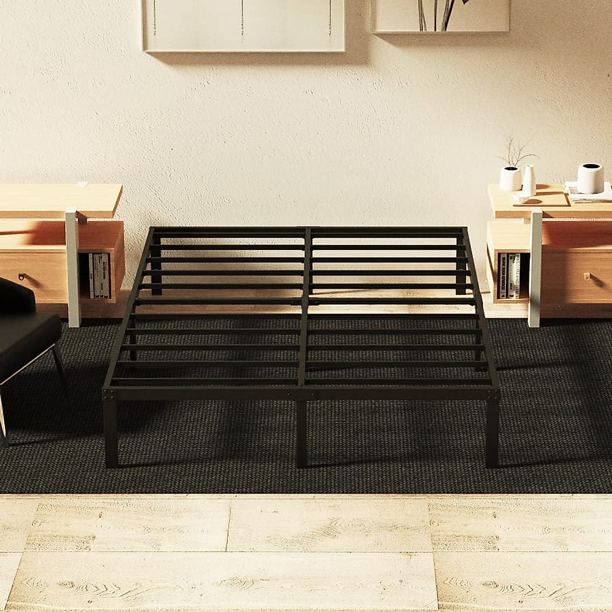 Sealvvos 10 Inch California King Bed Frames No Box Spring Needed, Heavy Duty Metal Platform with Steel Slat Support, Noise Free, Easy Assembly, Black